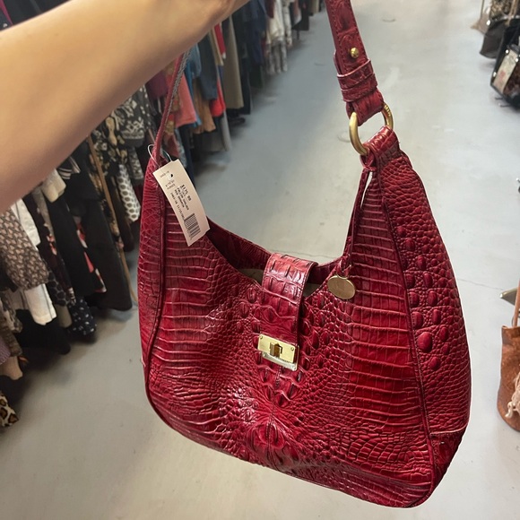 Brahmin | Bags | Brahmin Red Crocodileembossed Hobo Bag | Poshmark